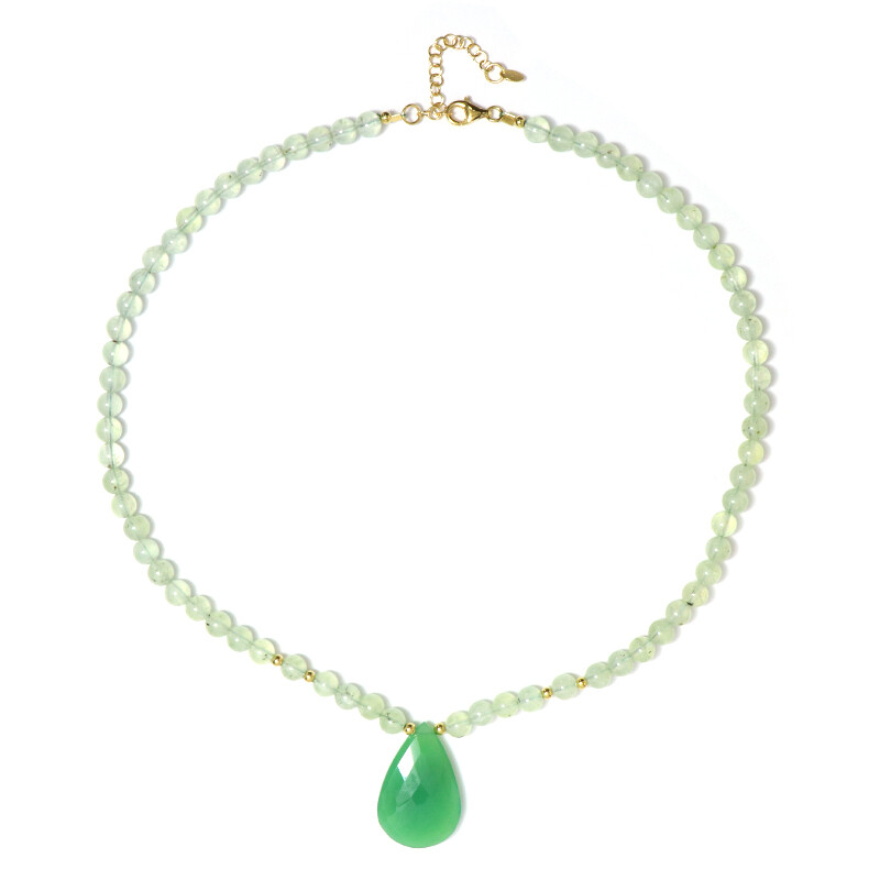 Collana in argento con Calcedonio Verde-1512KW | Gioielli Juwelo