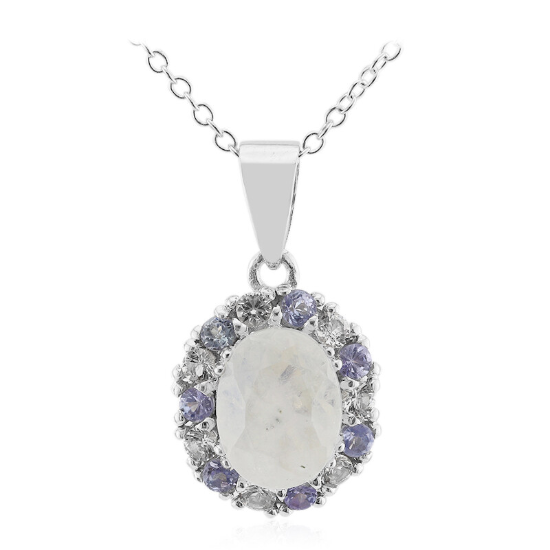 Collana in argento con Pietra di Luna Arcobaleno-8837UA | Gioielli Juwelo