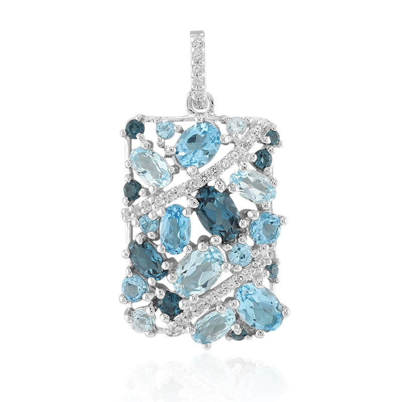 Ciondolo in argento con Topazio Blu Svizzero-7717TV | Gioielli Juwelo