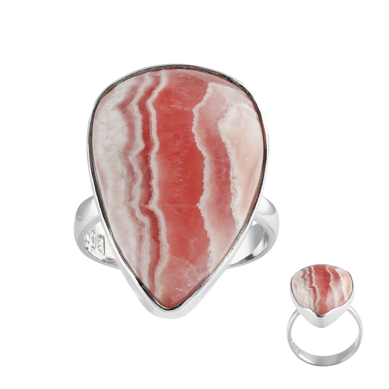 Anello in argento sterling con rodocrosite, Argentina 25ct
