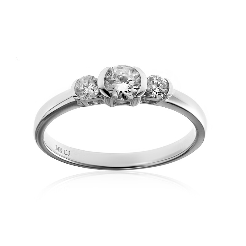 Anello con triade di diamanti da 0,519 carati in oro bianco 14K, CIRARI